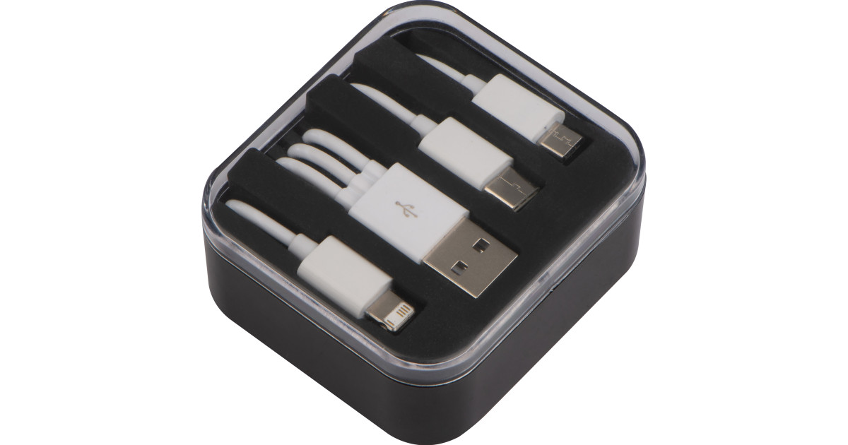 Kunststoffbox mit 3in1 USB Ladekabel BRITTANY als Werbeartikel ab 1,91
