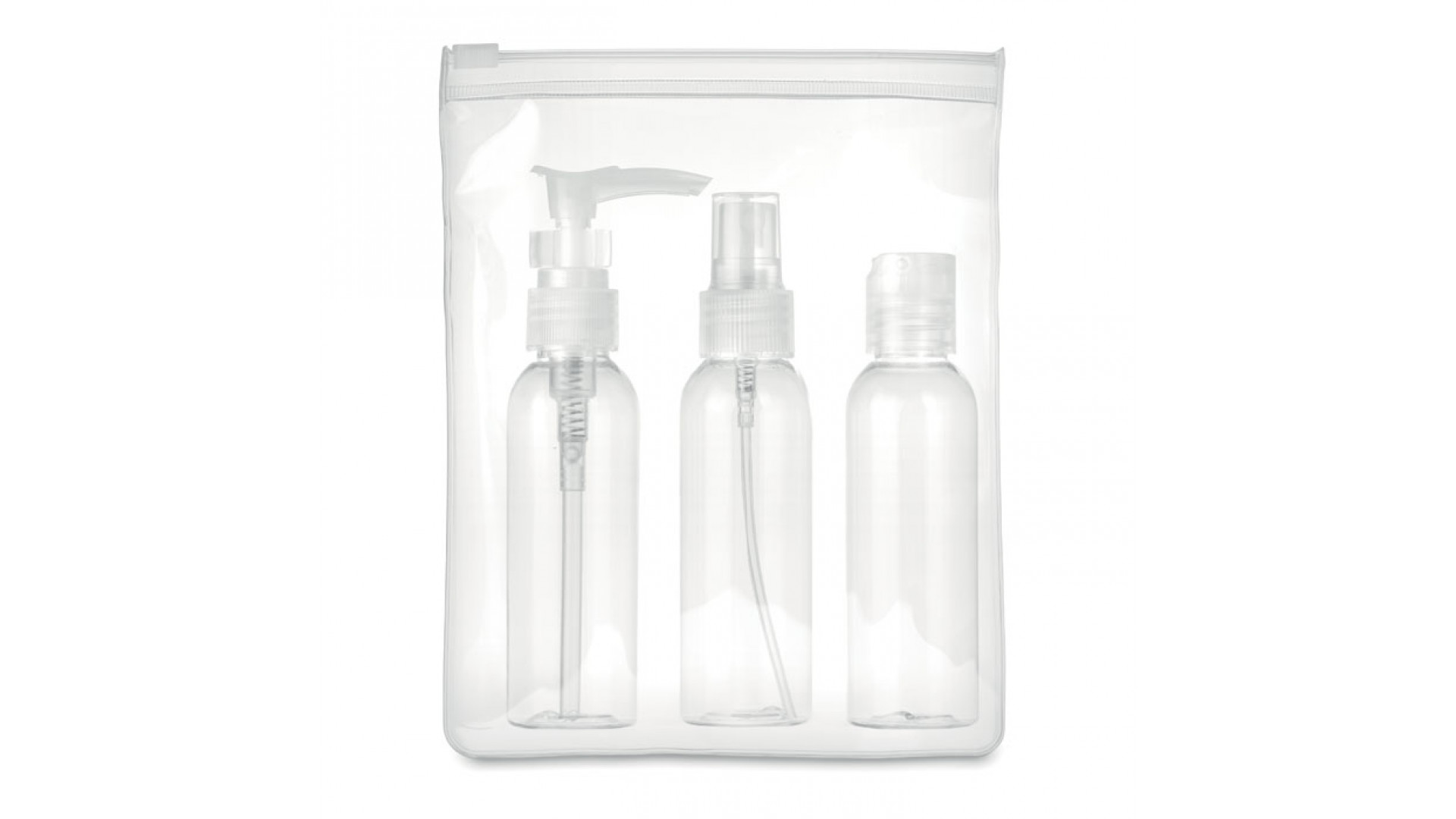 TRAVEL 3 Transparentes Reise-Set als Werbeartikel ab 0,83